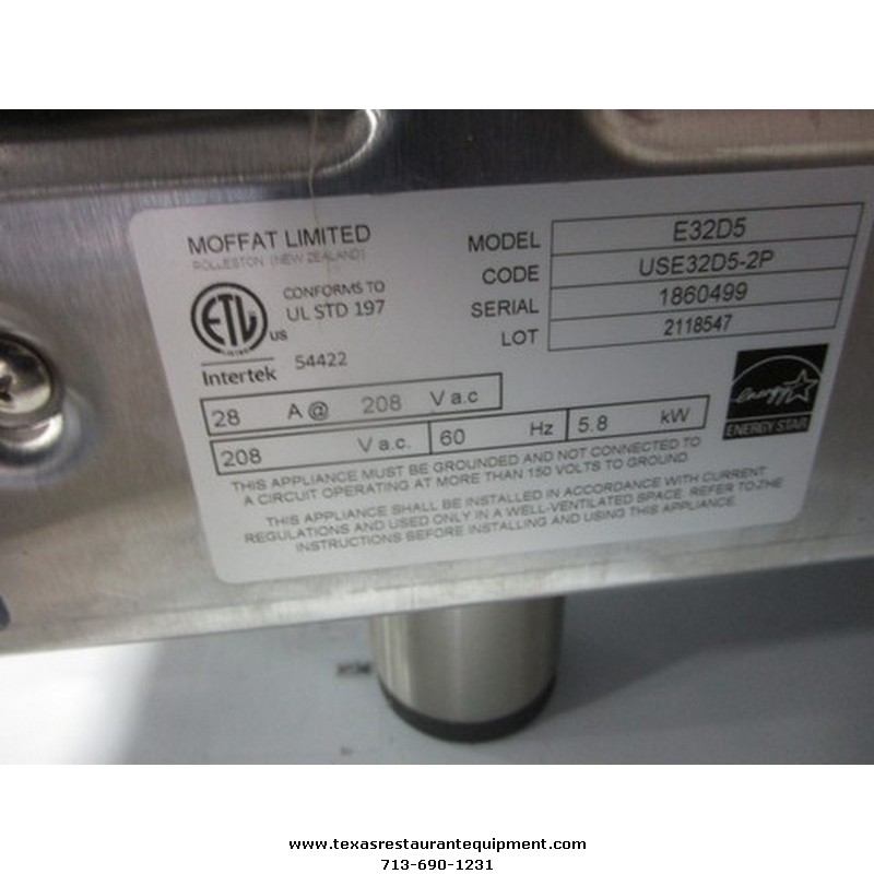 BRAND NEW MOFFAT E32D5 TURBOFAN SINGLE FULL SIZE ELECTRIC CONVECTION ...