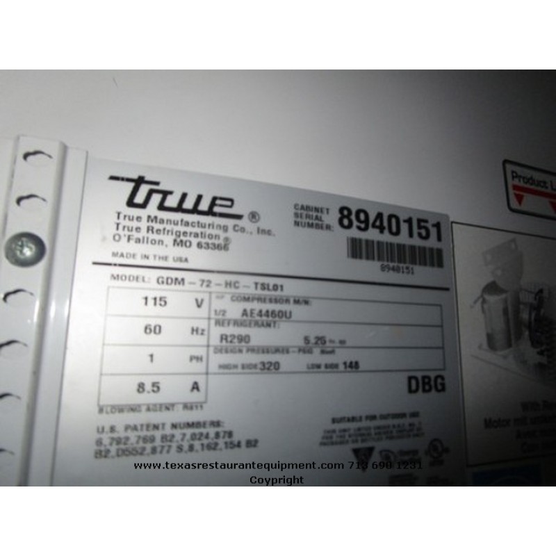 USED TRUE 3 DOOR REFRIGERATOR MERCHANDISER GDM-72-HC~TSL01 - Texas ...